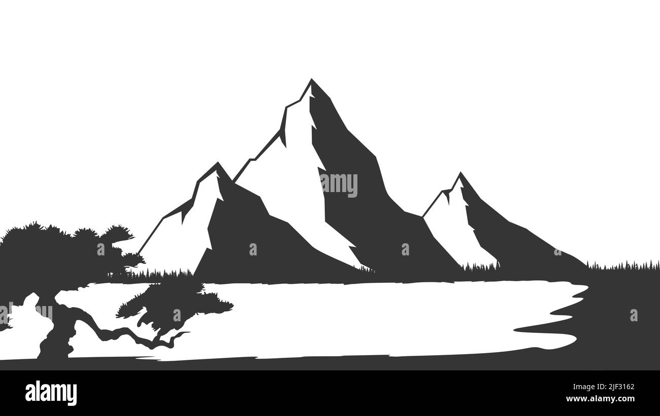 Mountains silhouettes. Mountains vector, Mountains vector of outdoor ...