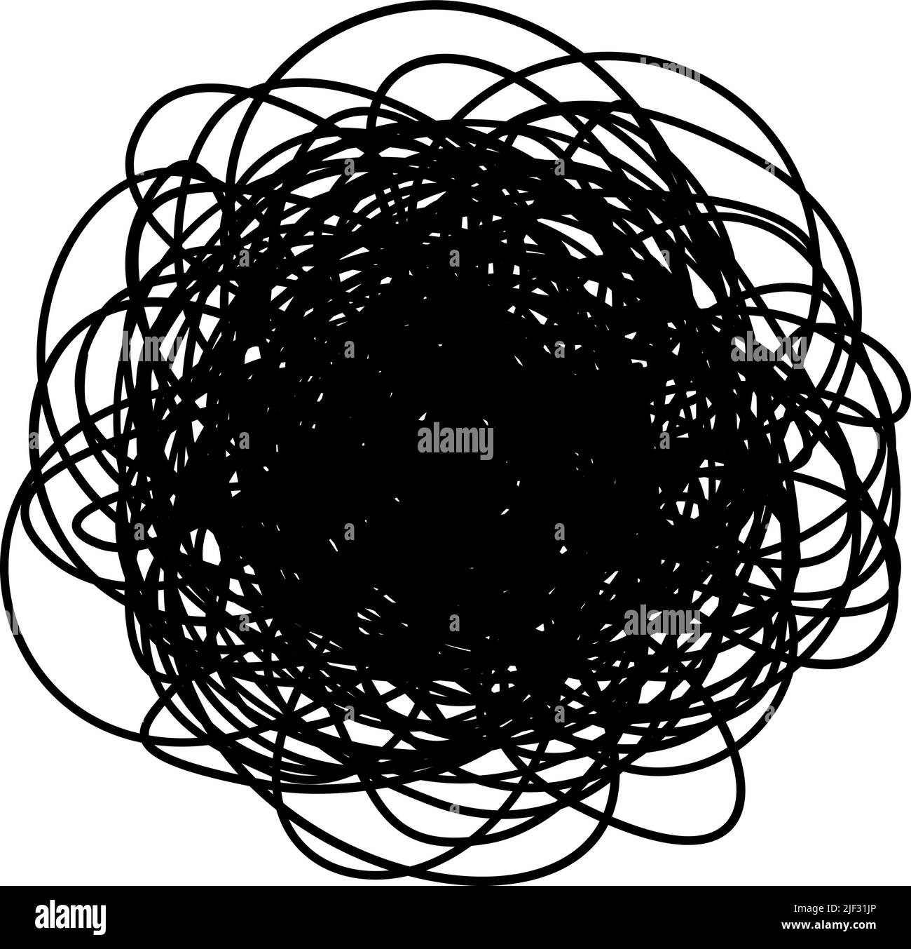 Grungy round scribble circle hand drawn with thin line, isolated on ...