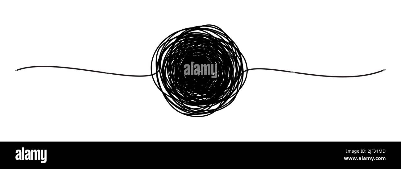Tangled banner with scribbled circle hand drawn with thin line, divider ...