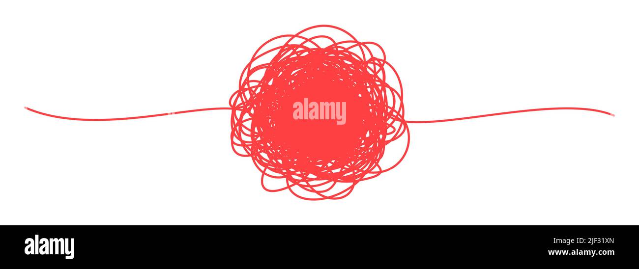 Tangled banner with scribbled circle hand drawn with thin line, divider ...