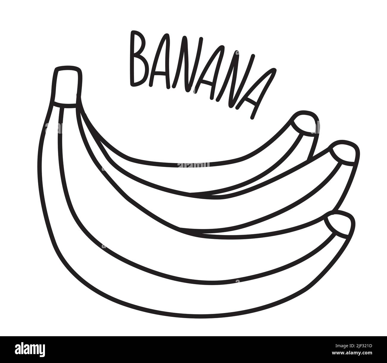Banana drawing hand painted with ink brush isolated on white background ...