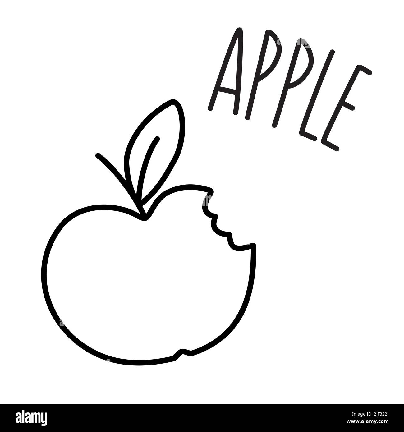 Apple hand drawn with thin line isolated on white background. Vector ...