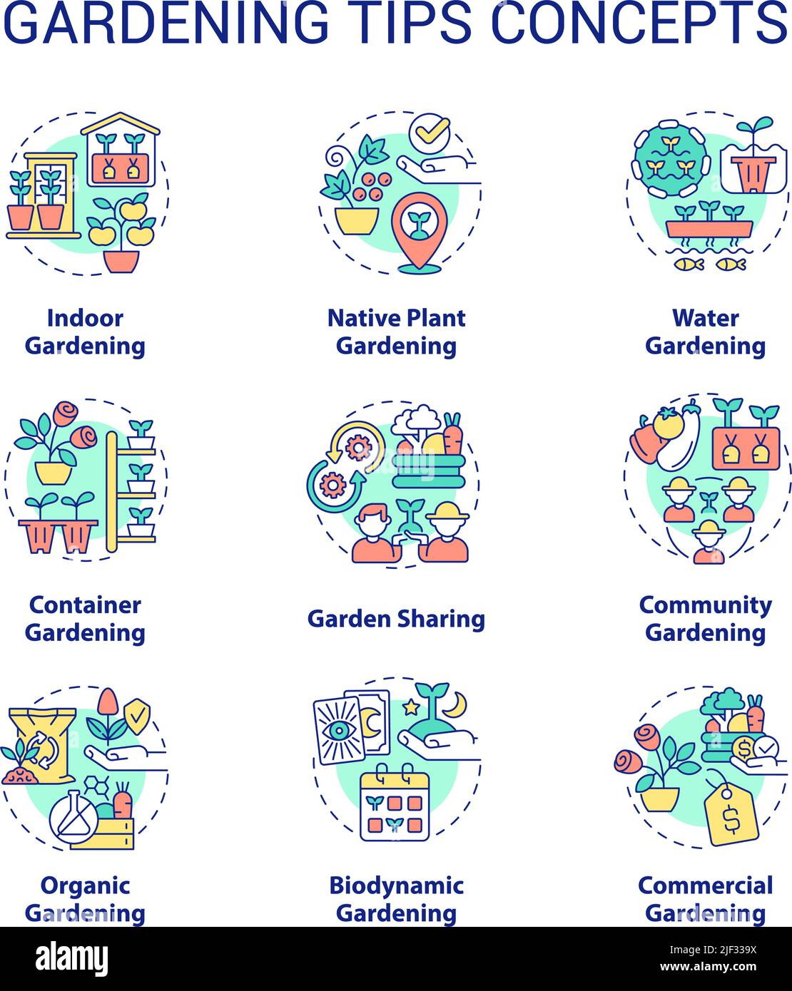 Gardening tips concept icons set Stock Vector Image & Art - Alamy