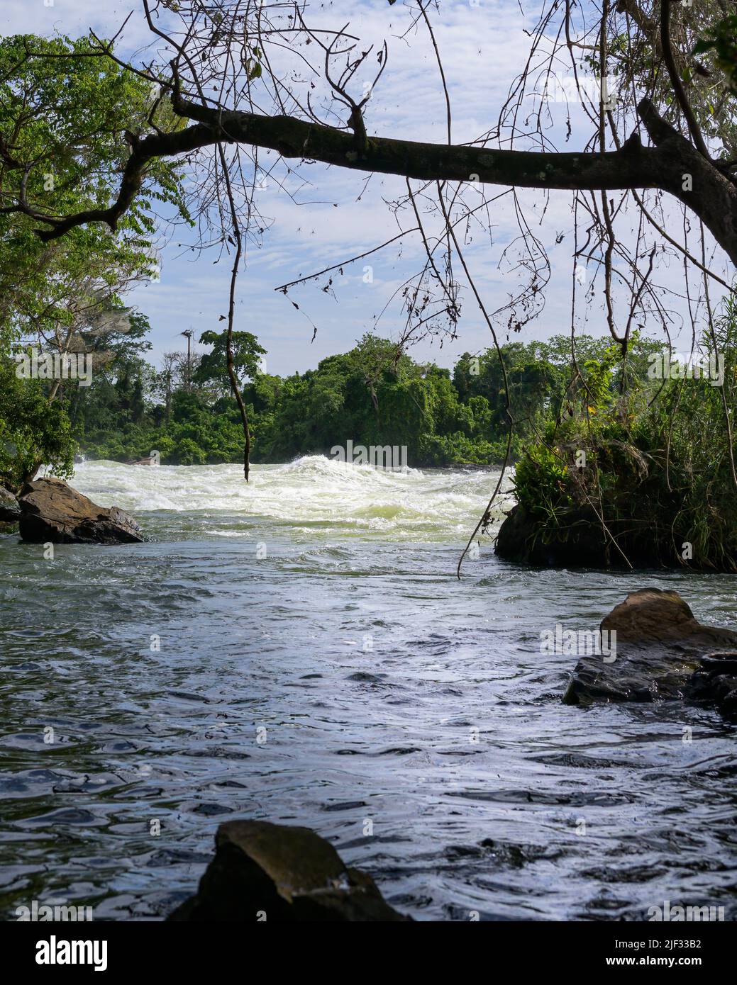 The Itanda Falls of the Victoria Nile in Uganda, sunny day in May Stock ...