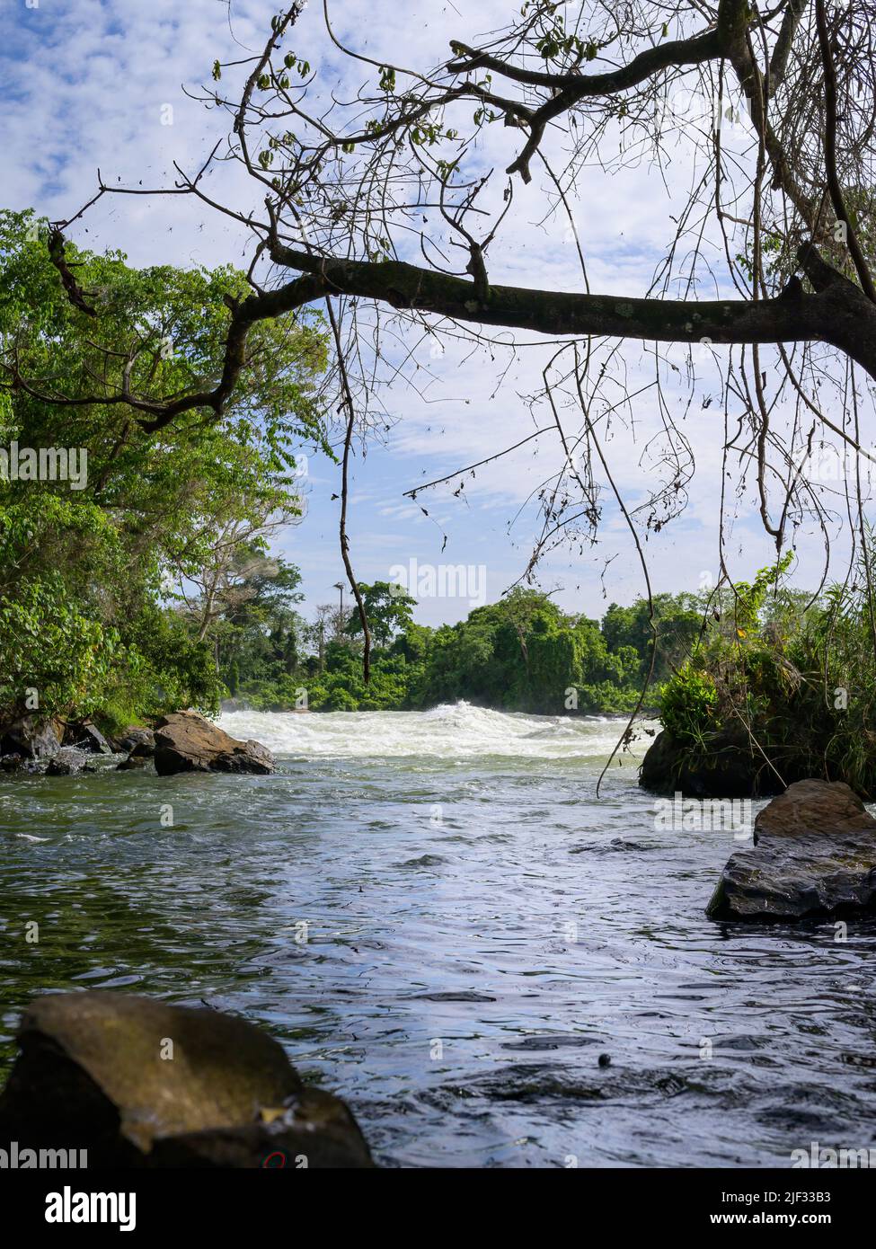 The Itanda Falls of the Victoria Nile in Uganda, sunny day in May Stock ...