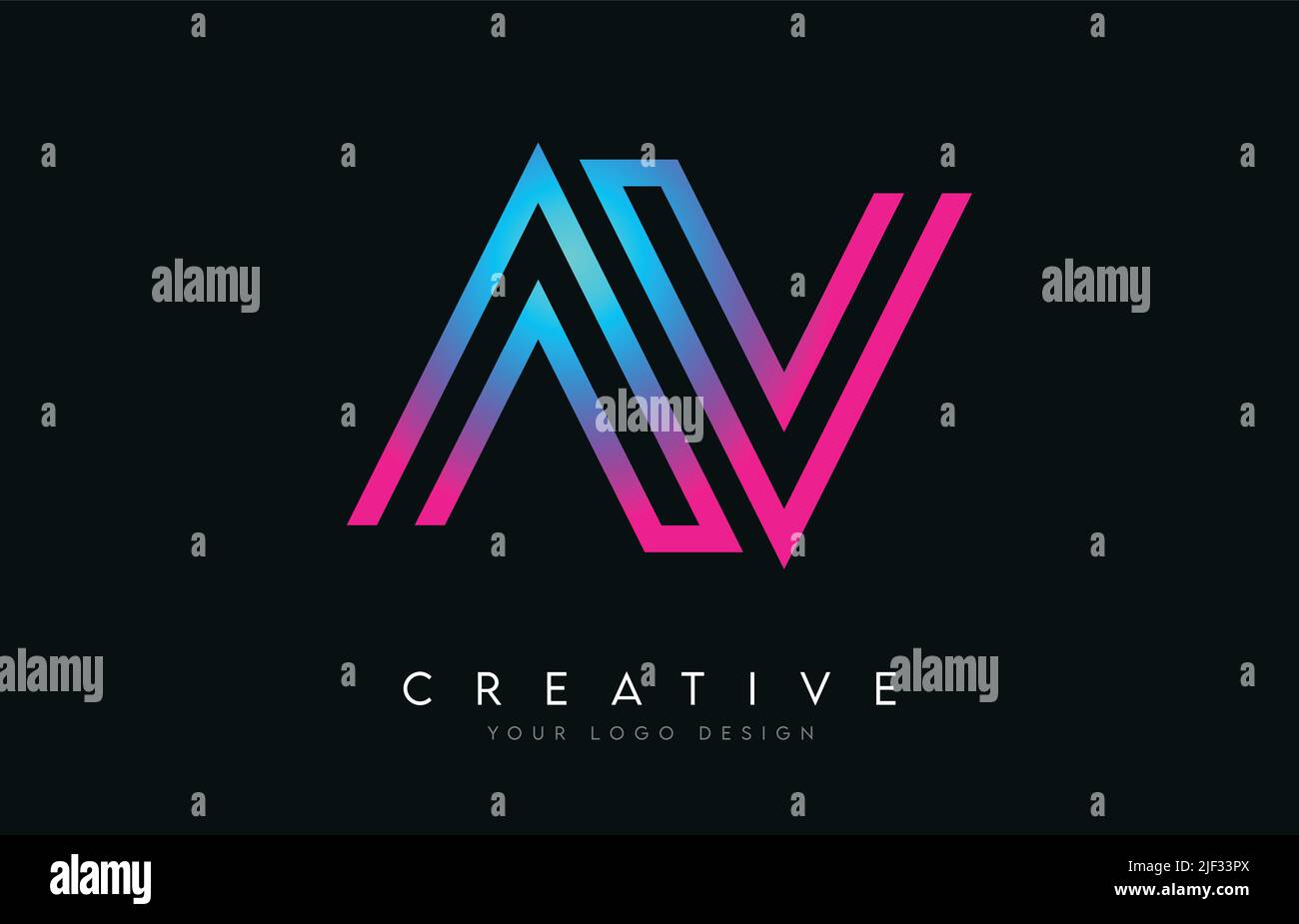 Monogram Lines AV Letter Logo Design in Neon Colors. Creative Modern ...