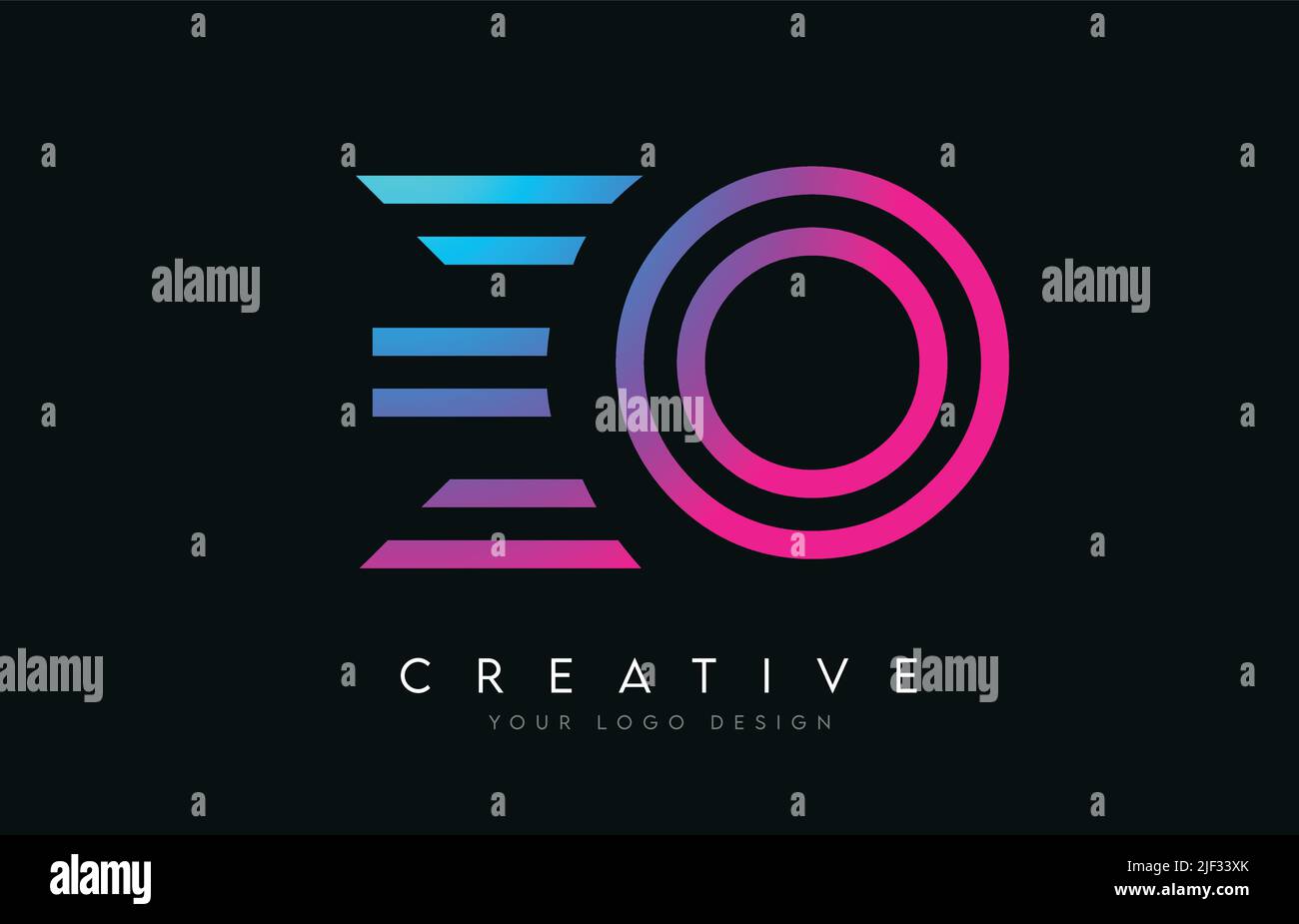 Monogram Lines EO E O Letter Logo Design in Neon Colors. Creative ...