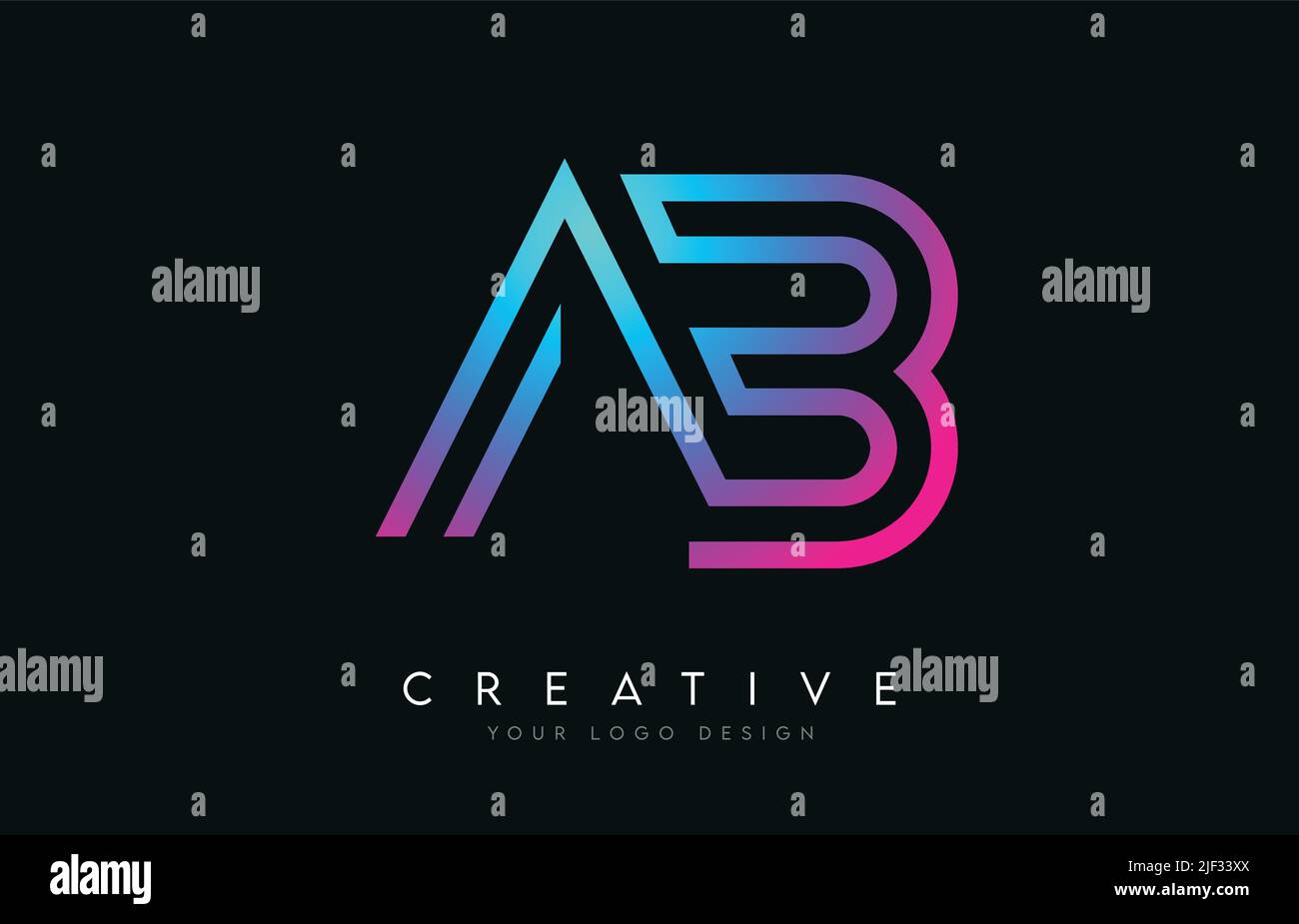 Monogram Lines AB Letter Logo Design in Neon Colors. Creative Modern ...