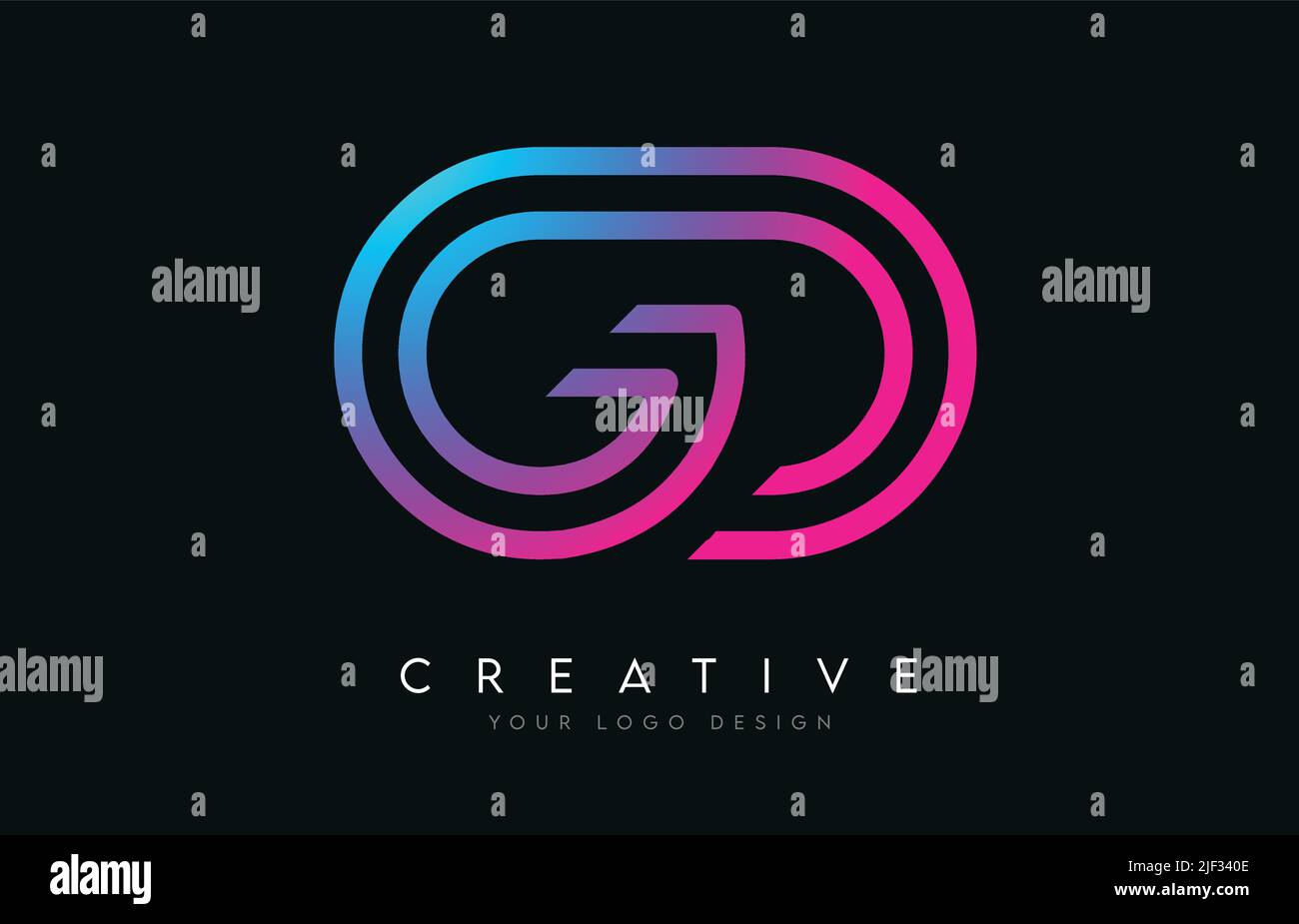 Monogram Lines GD G D Letter Logo Design in Neon Colors. Creative ...