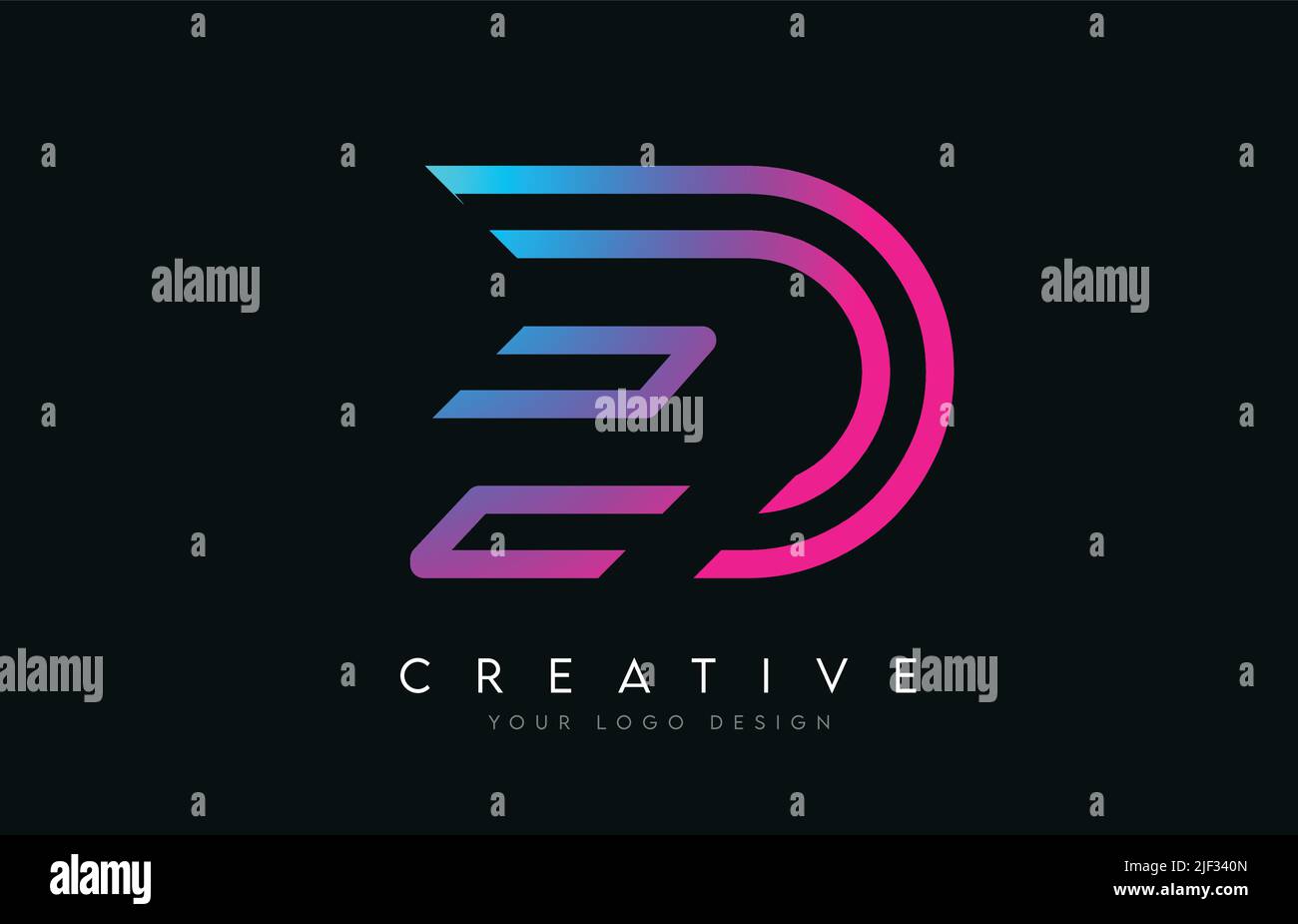 Monogram Lines ED E D Letter Logo Design in Neon Colors. Creative ...
