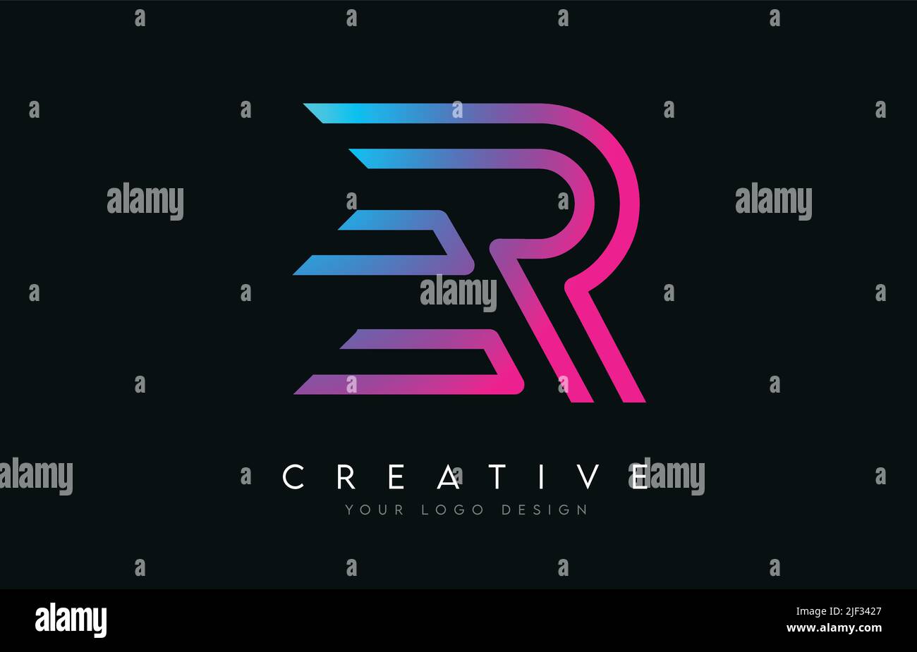 Monogram Lines ER E R Letter Logo Design in Neon Colors. Creative ...