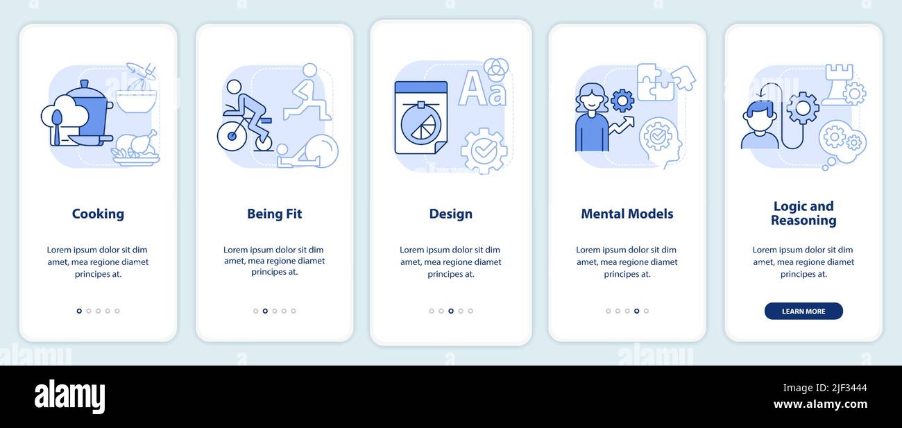 Life skills light blue onboarding mobile app screen Stock Vector Image & Art - Alamy