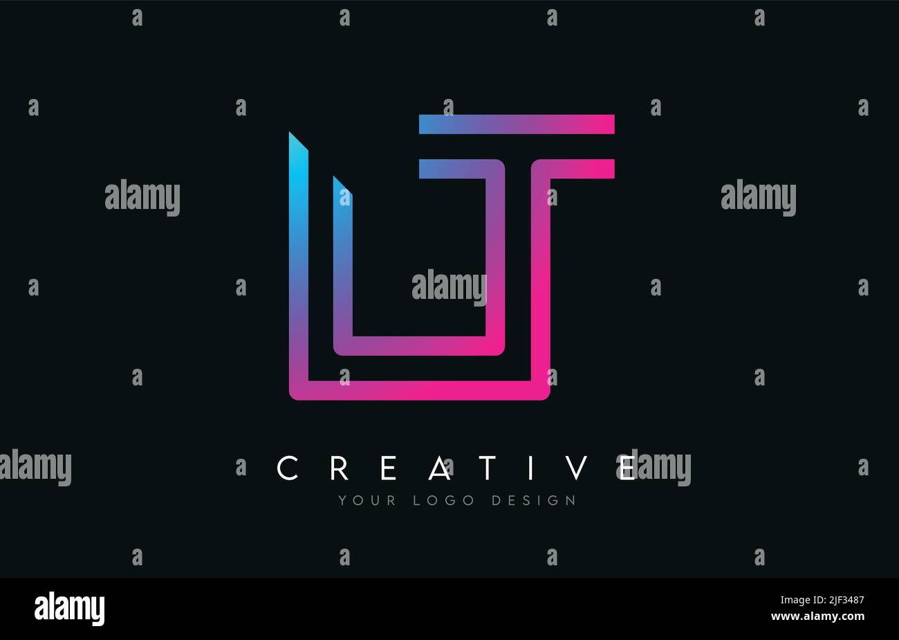 Monogram Lines LT L T Letter Logo Design in Neon Colors. Creative ...