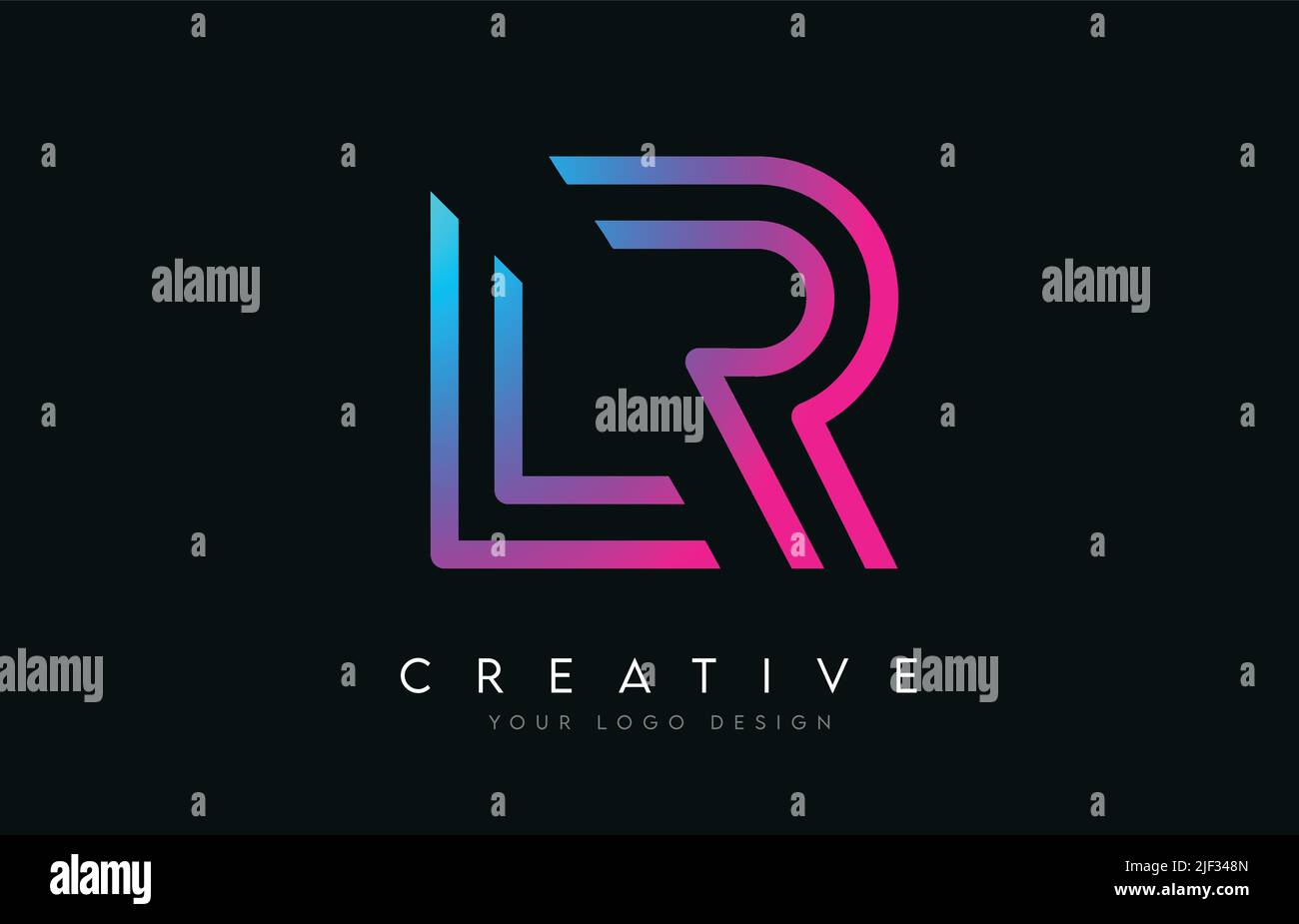 Monogram Lines LR L R Letter Logo Design in Neon Colors. Creative ...