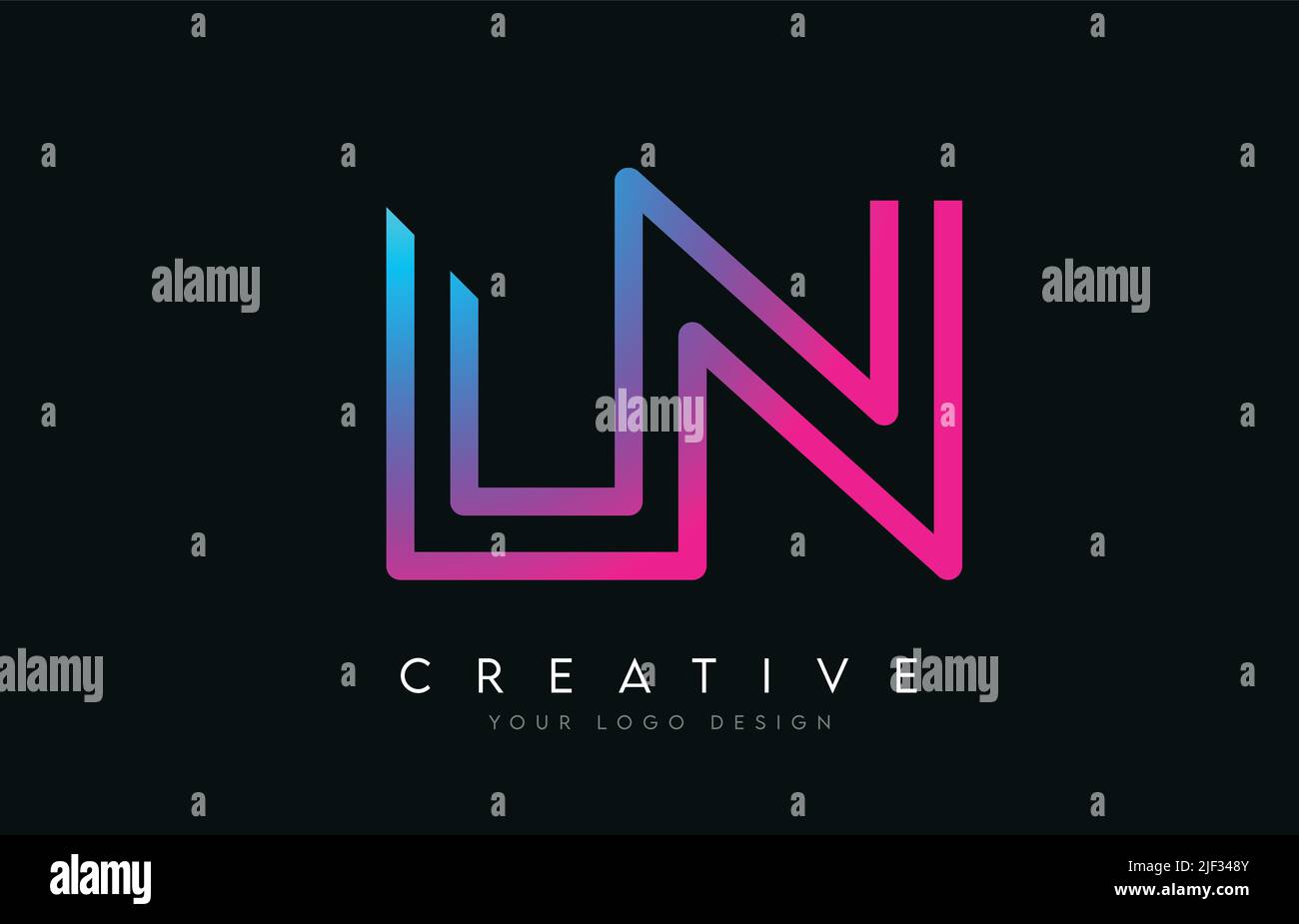 Monogram Lines LN L N Letter Logo Design in Neon Colors. Creative ...