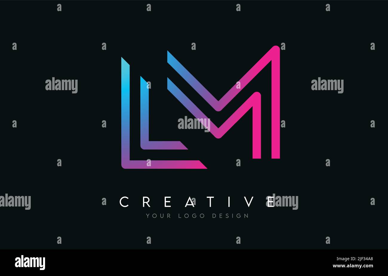 Monogram Lines LM L M Letter Logo Design in Black Colors. Creative ...