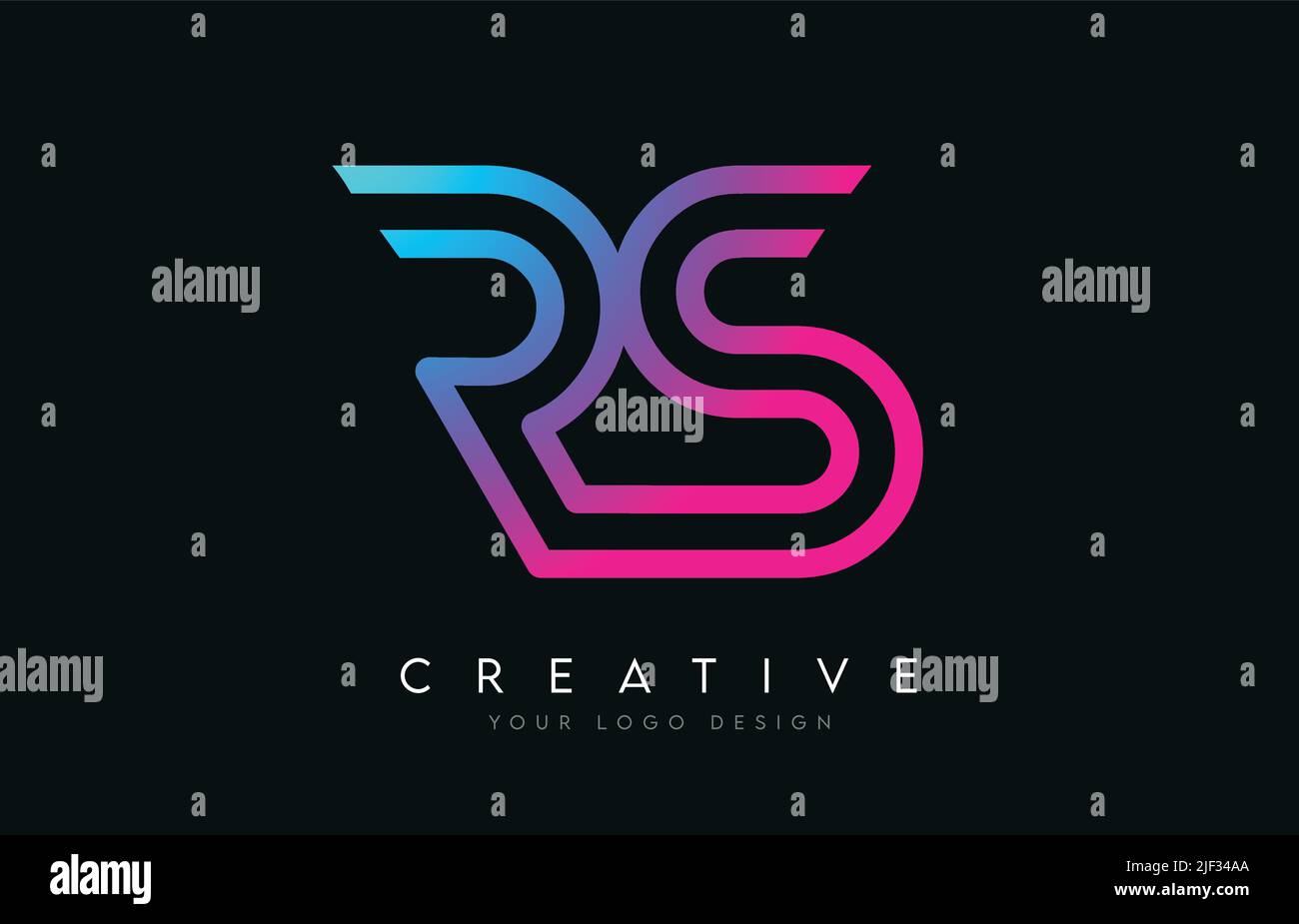 Monogram Lines RS R S Letter Logo Design in Neon Colors. Creative ...