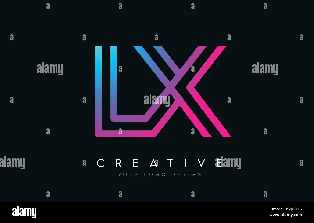 Monogram Lines LX L X Letter Logo Design in Neon Colors. Creative ...