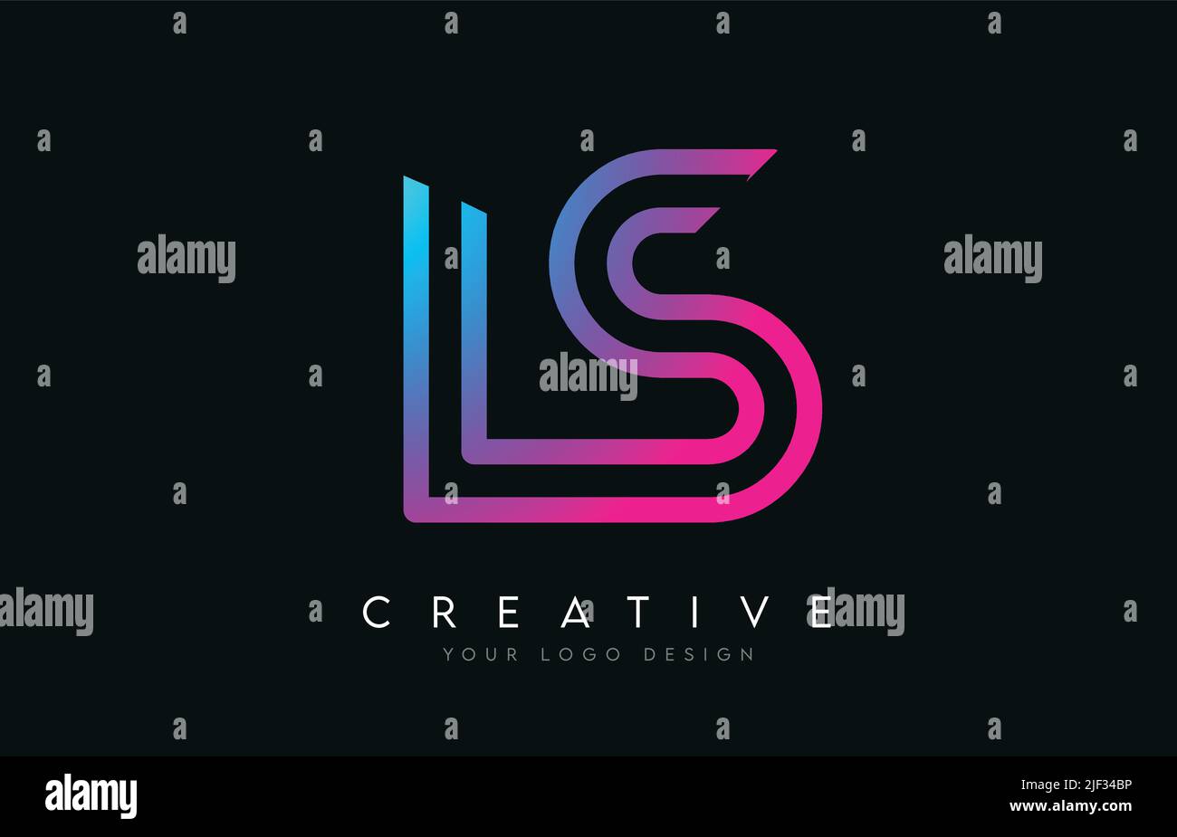 Monogram Lines LS L S Letter Logo Design in Neon Colors. Creative ...