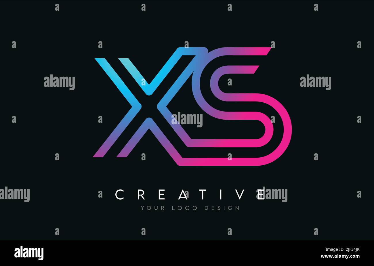 Monogram Lines XS X S Letter Logo Design in Neon Colors. Creative ...
