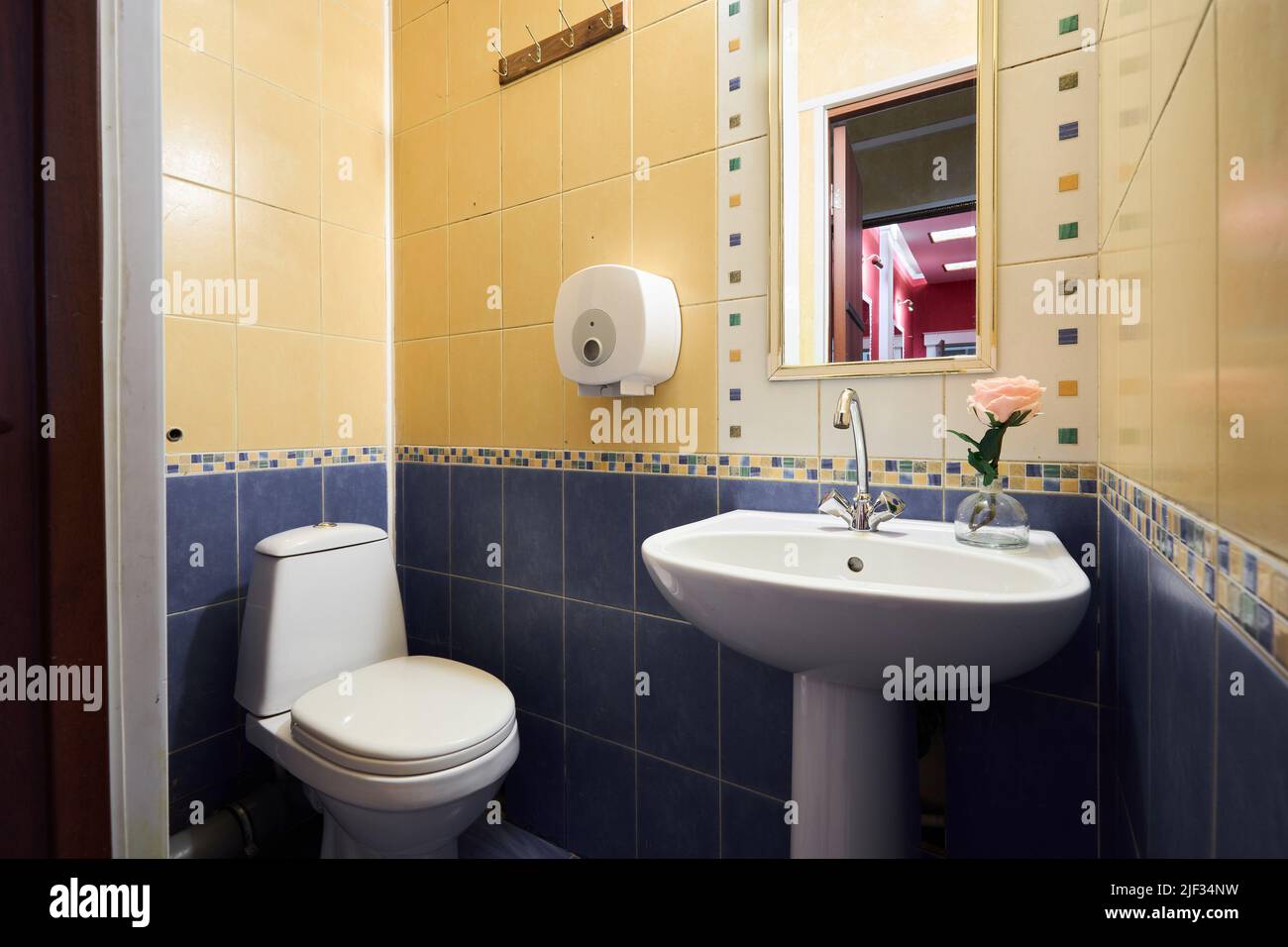 photo of a bathroom in a studio apartment Stock Photo - Alamy