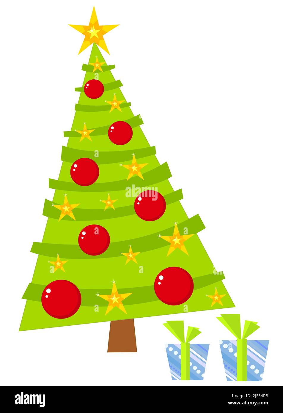 Funny decorated Christmas tree and presents. Vector illustration Stock ...