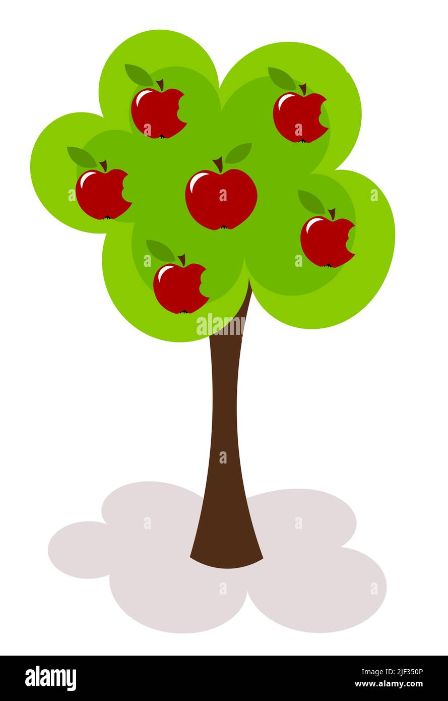 Apple tree with bitten apples. Vector Stock Vector Image & Art - Alamy