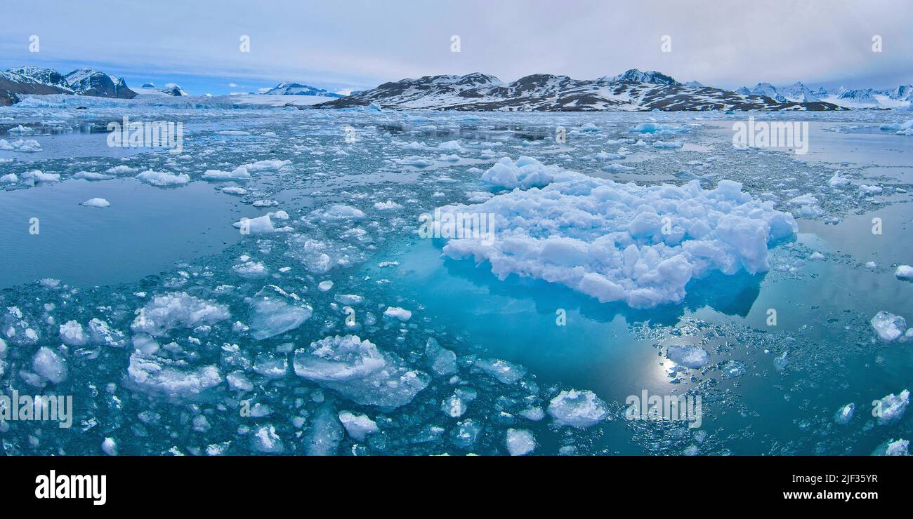 Drift floating Ice and Snowcapped Mountains, Iceberg, Ice Floes, Albert ...