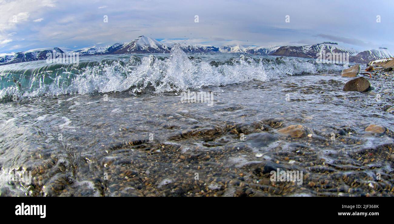 Sea Waves, Billefjord, Arctic, Spitsbergen, Svalbard, Norway, Europe ...