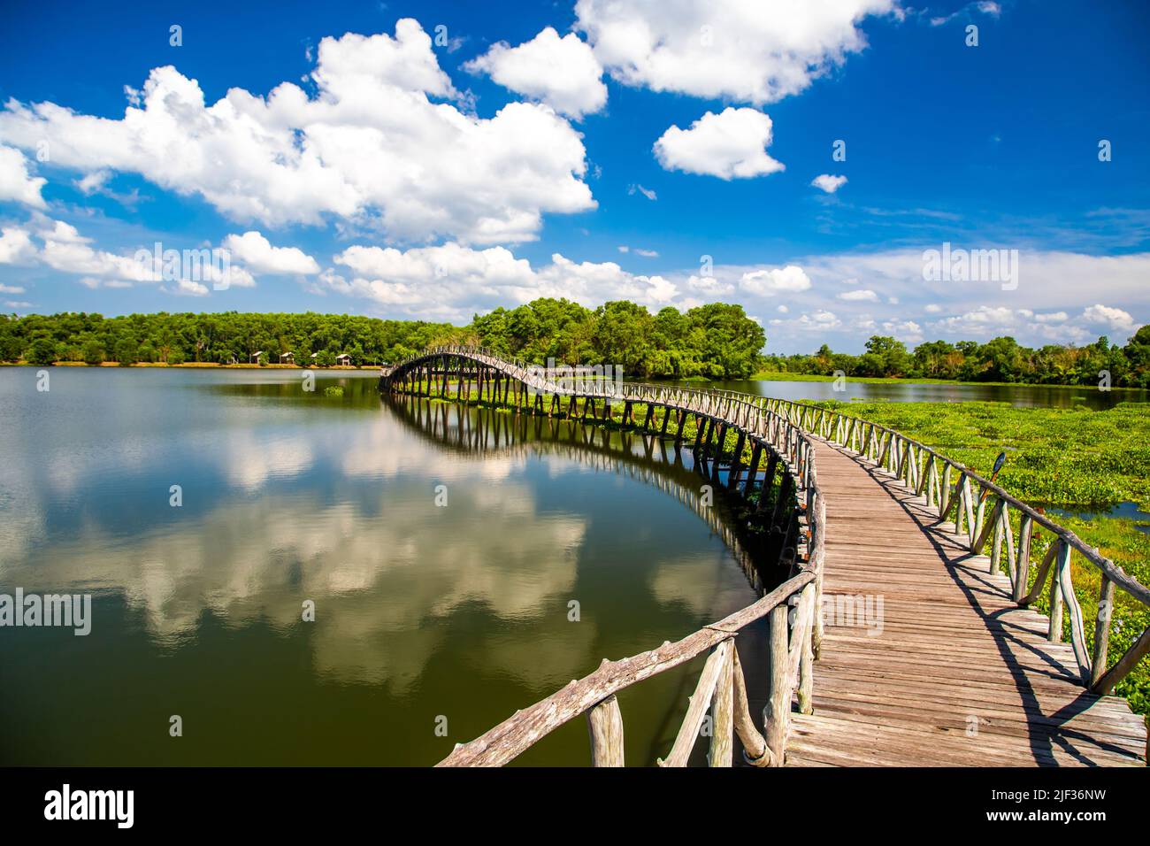 Nong Yai Pond and Wooden Bridge in Chumphon, Thailand Stock Photo - Alamy
