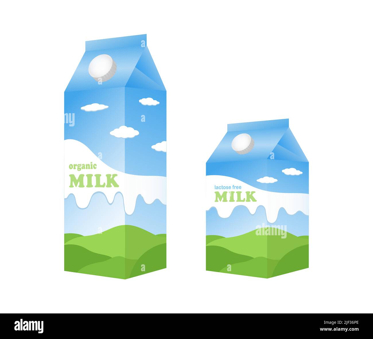 Cardboard rectangular high and small milk box packaging with pattern of ...
