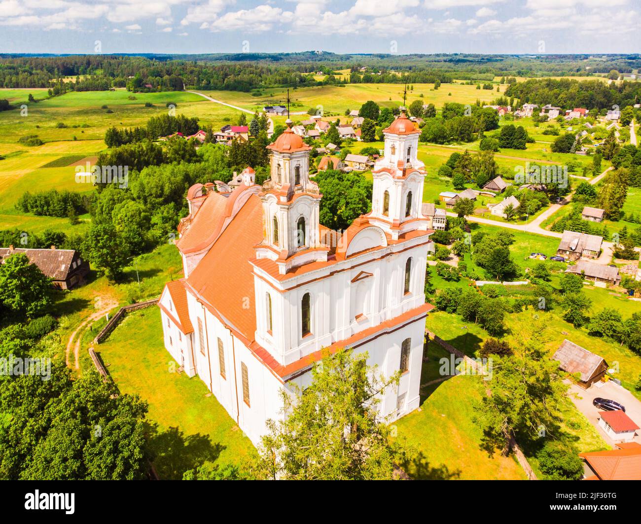 Kurtuvenai, Lithuania - 25th june, 2021: Aerial view St. Jacob the ...