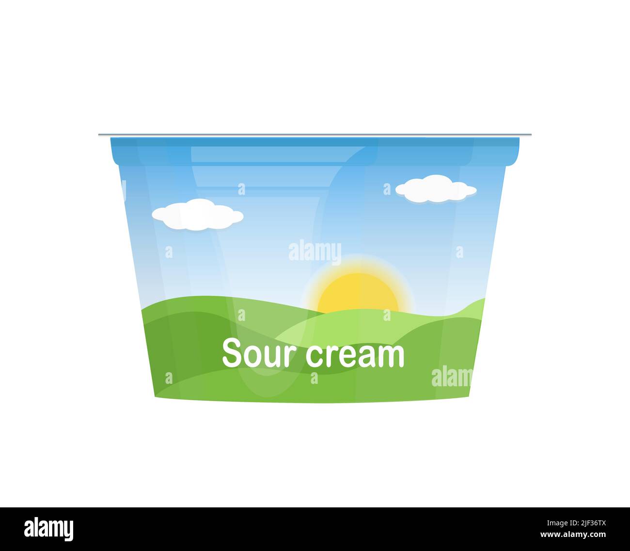 Sour cream, yogurt, soft or cottage cheese grey empty plastic or ...