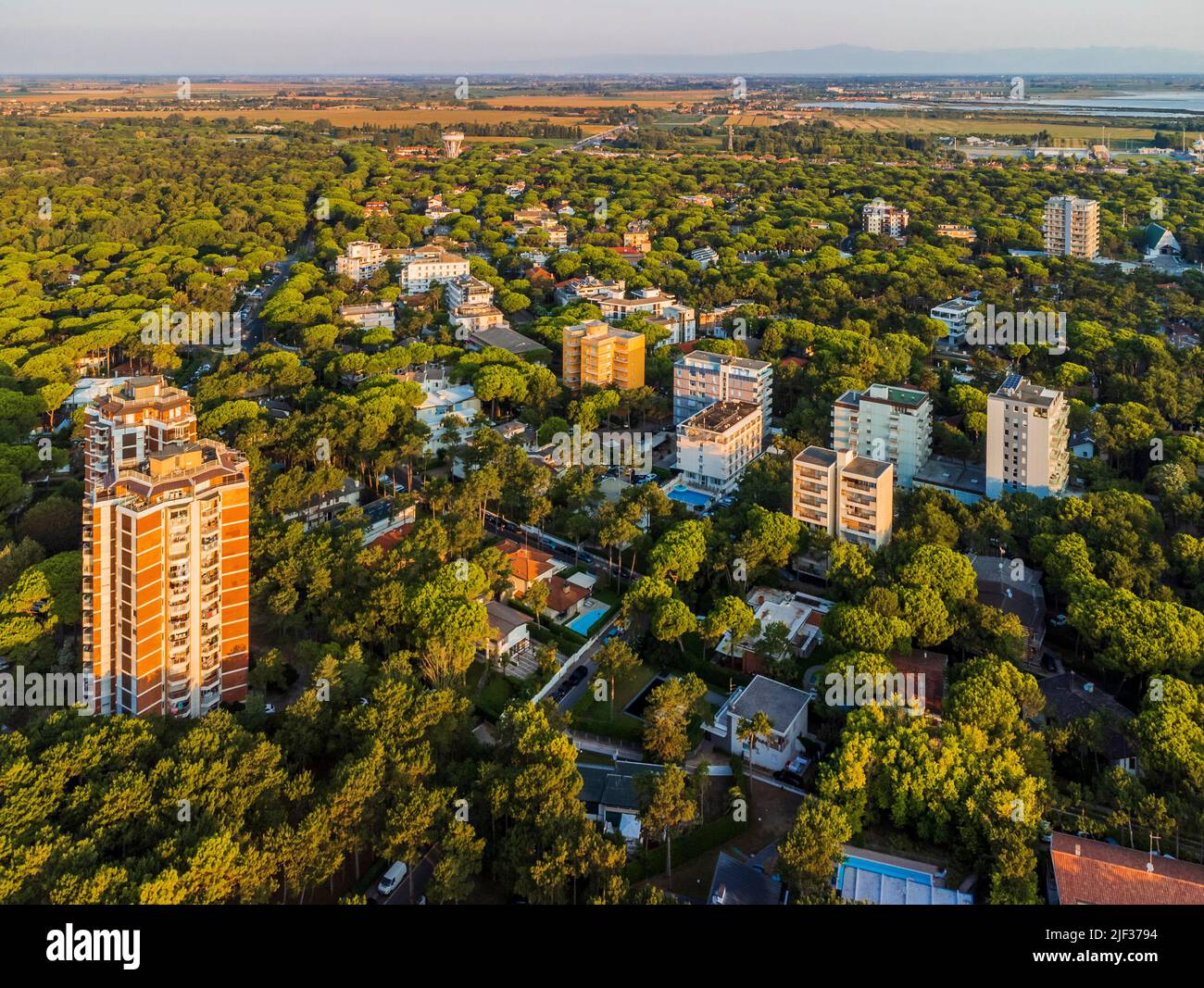 View from the top of the sunrise on the beach of Lignano Sabbiadoro ...