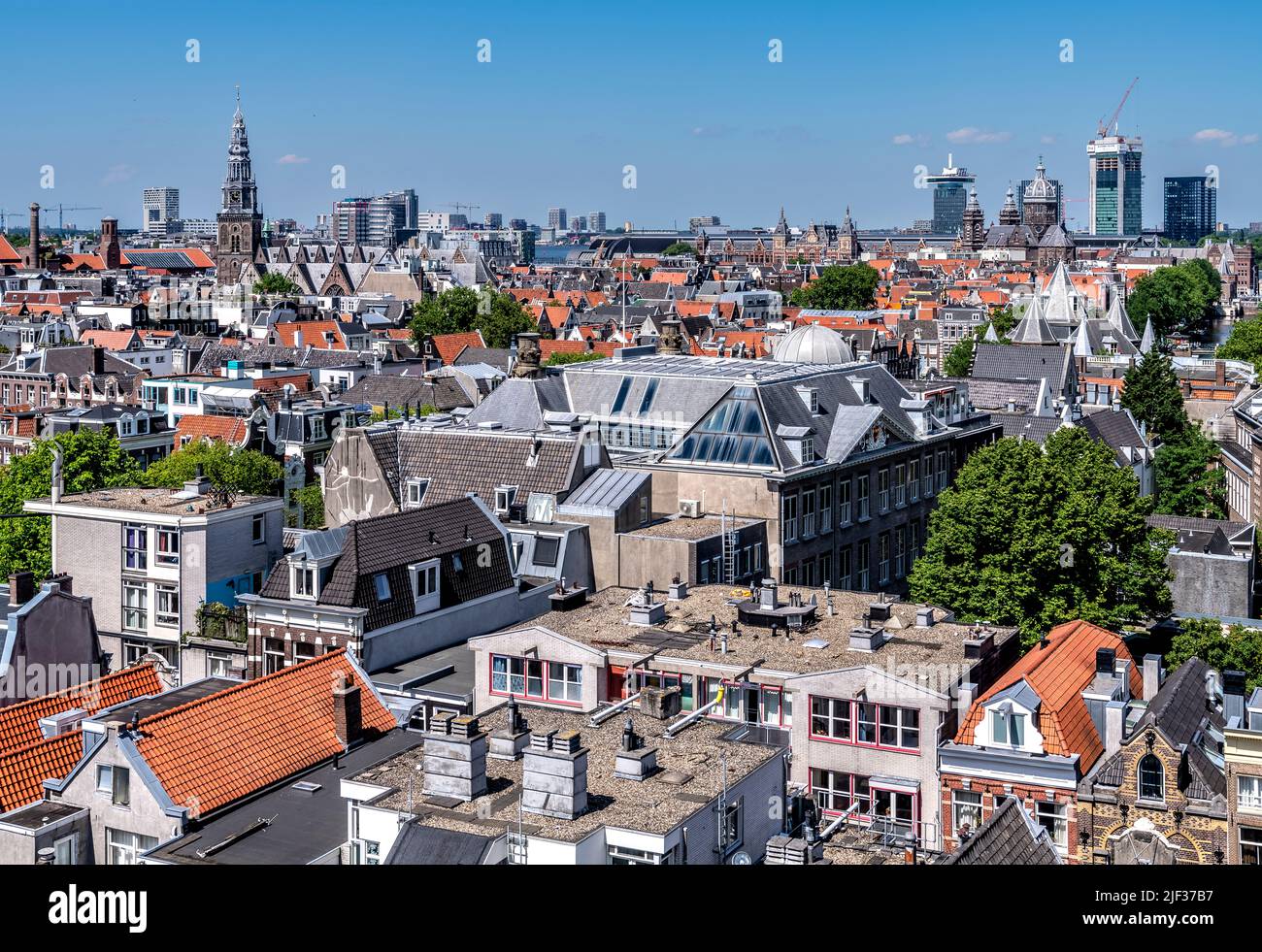 Bird's eye views over the rooftops of Amsterdam. Shot from the belfry ...