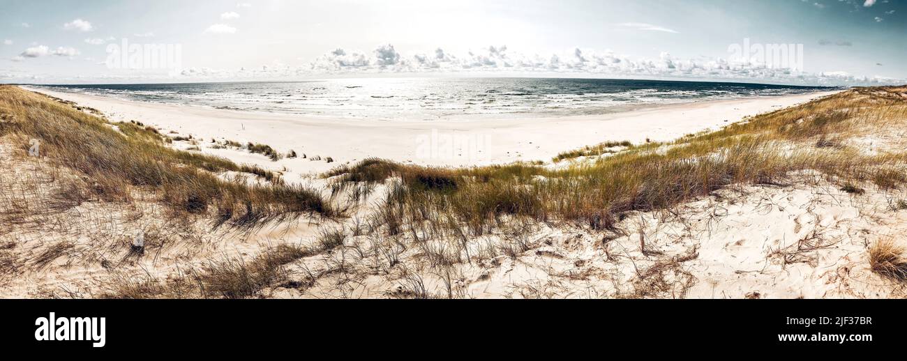 Overhead aerial view Baltic Sea Curonian Spit nature, UNESCO World ...