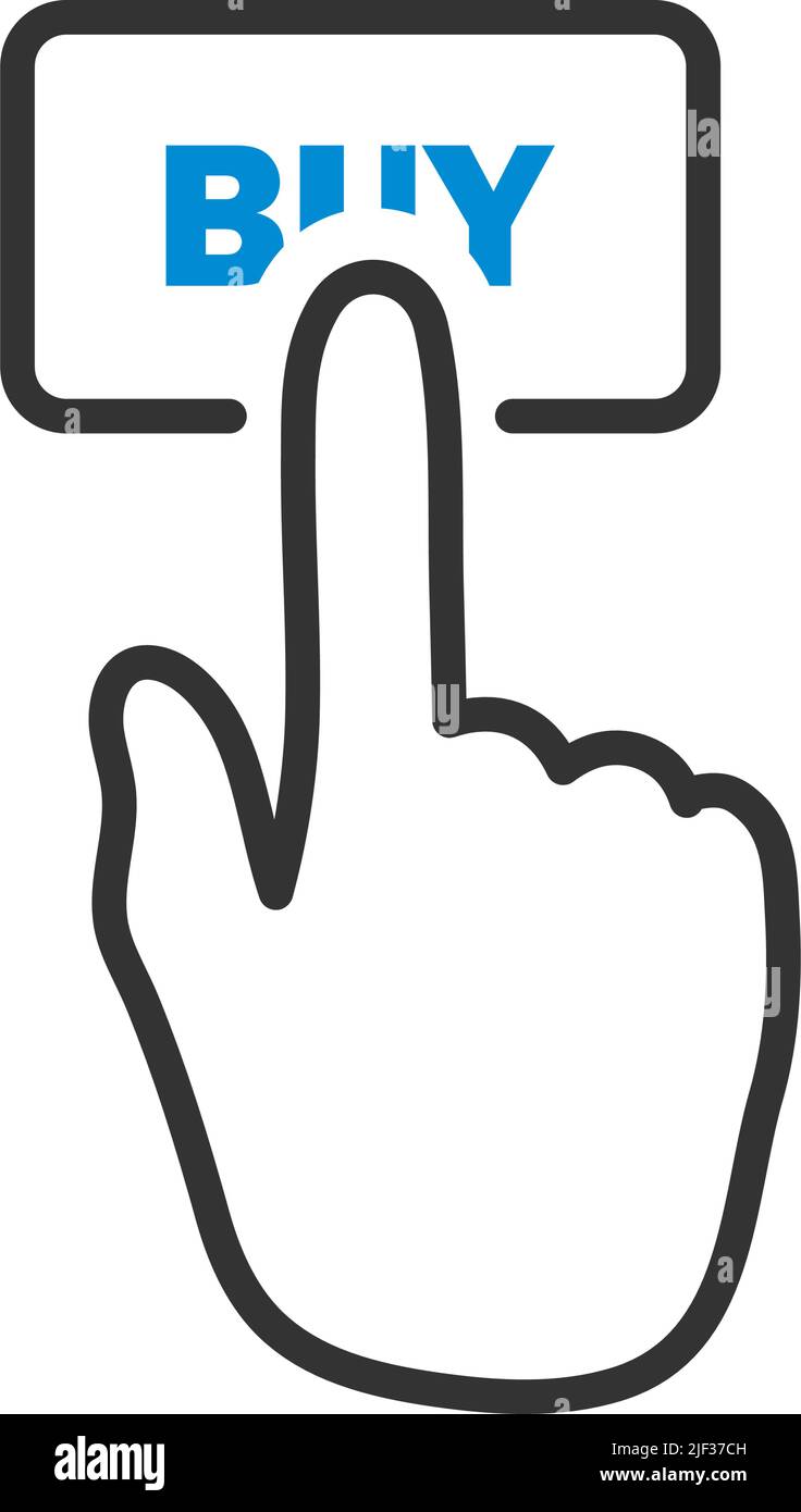 Finger Push The Buy Button Icon. Editable Bold Outline With Color Fill ...