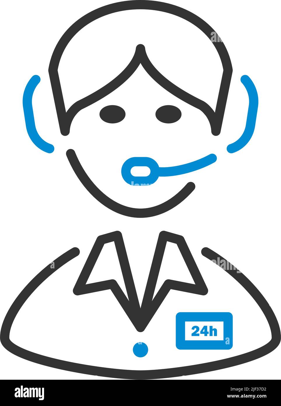 24 Hour Operator Icon. Editable Bold Outline With Color Fill Design ...