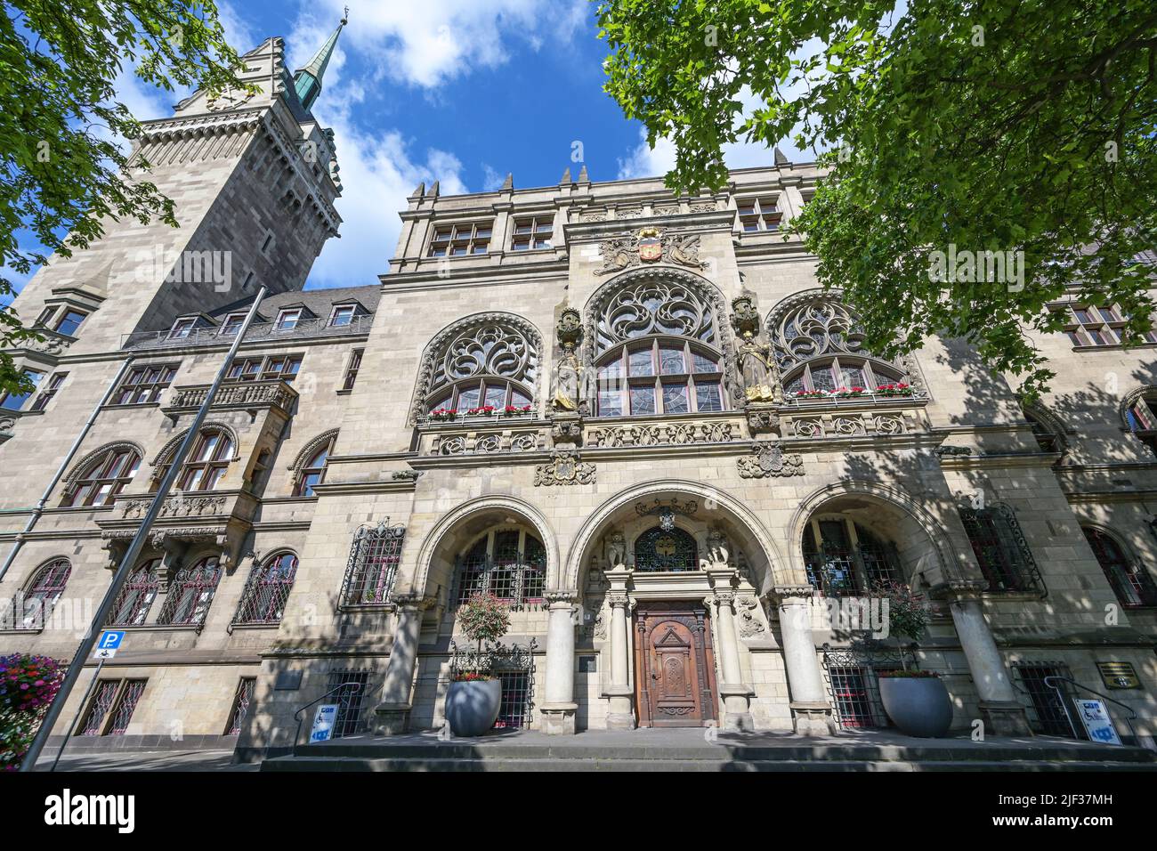 City hall of Duisburg, the ornate building in historicism architecture ...