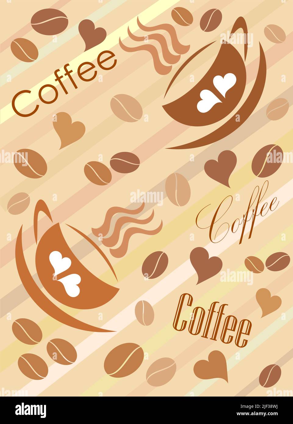 Cute coffee background with two brown coffee cups Stock Vector Image ...