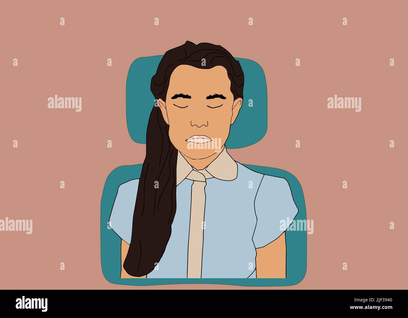 Vector illustration of a young girl having a toothache after eating ...