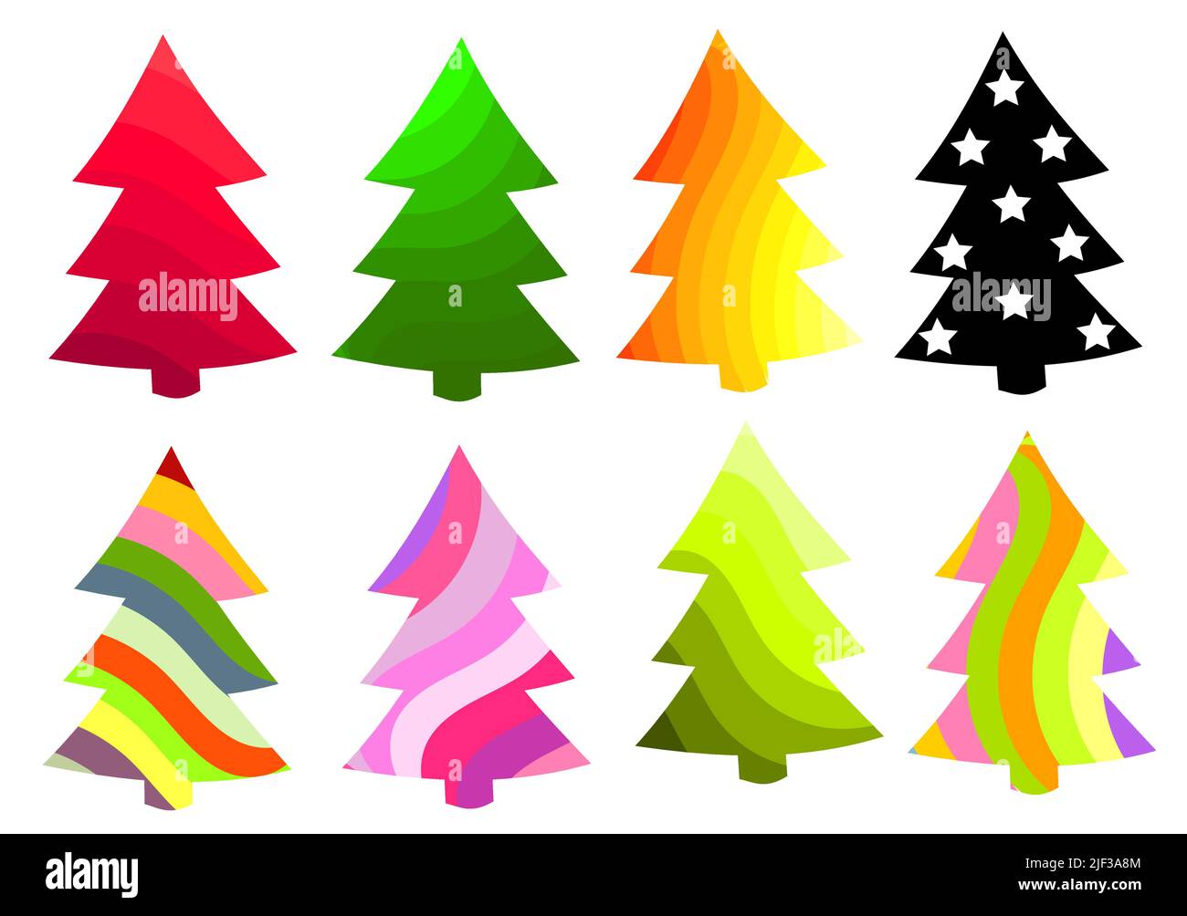 Set of Christmas trees in various colors. Vector illustration Stock ...