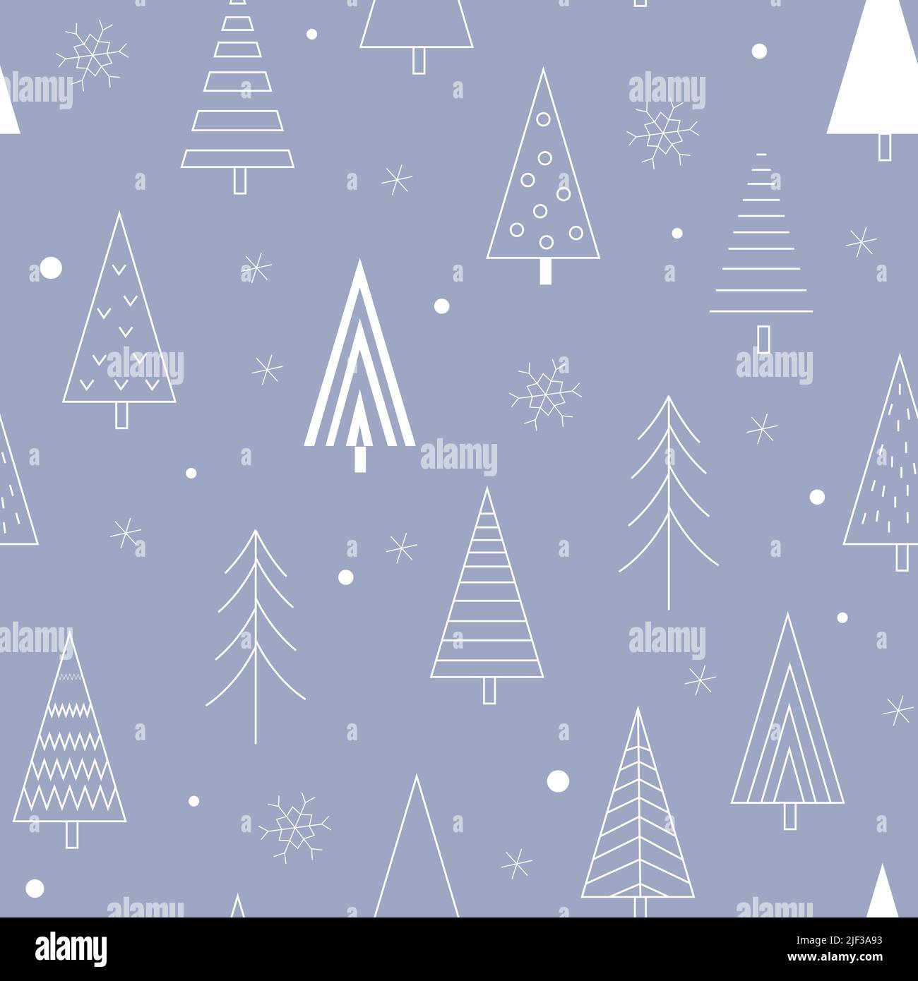 Xmas trees seamless pattern. Scandinavian winter background with abstract pine trees and ...