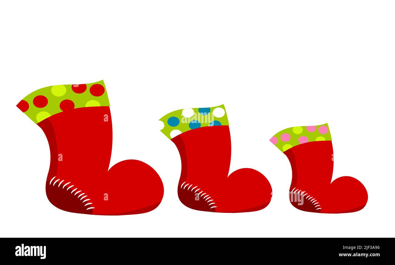Red Christmas Santa boots in three sizes. Vector illustration Stock ...