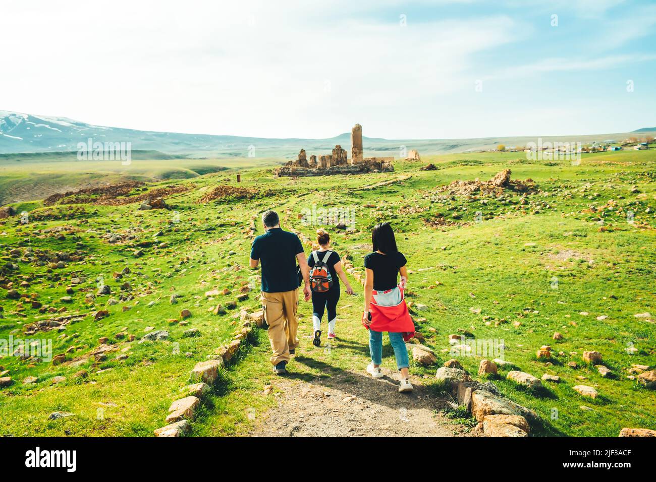Ani, Turkey - 19th may, 2022: Church structure with organized tour ...
