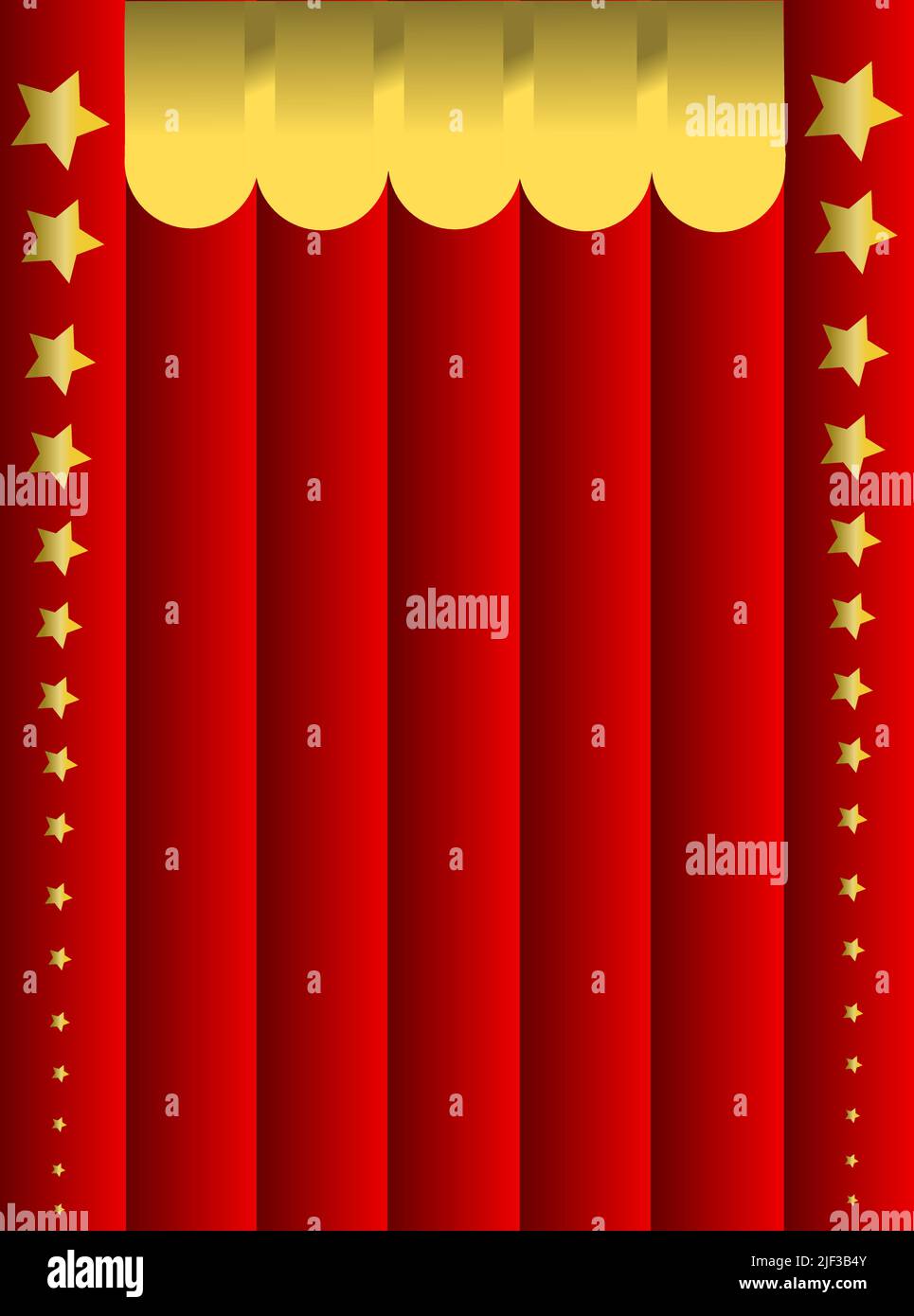 Red curtain background with golden stars. Christmas vector illustration ...