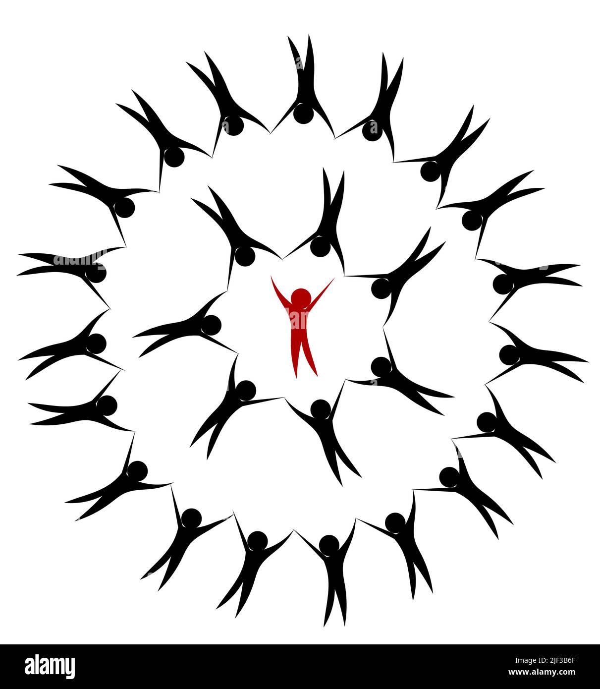 People team holding hands in circle. Team leader inside Stock Vector ...