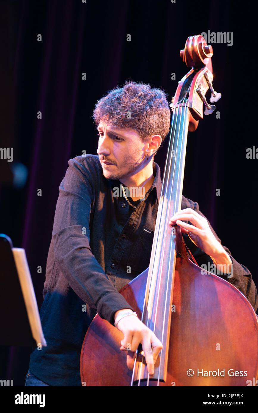 Italian bass player, Marco Zenini, playing with Pianist Xavi Torres at ...