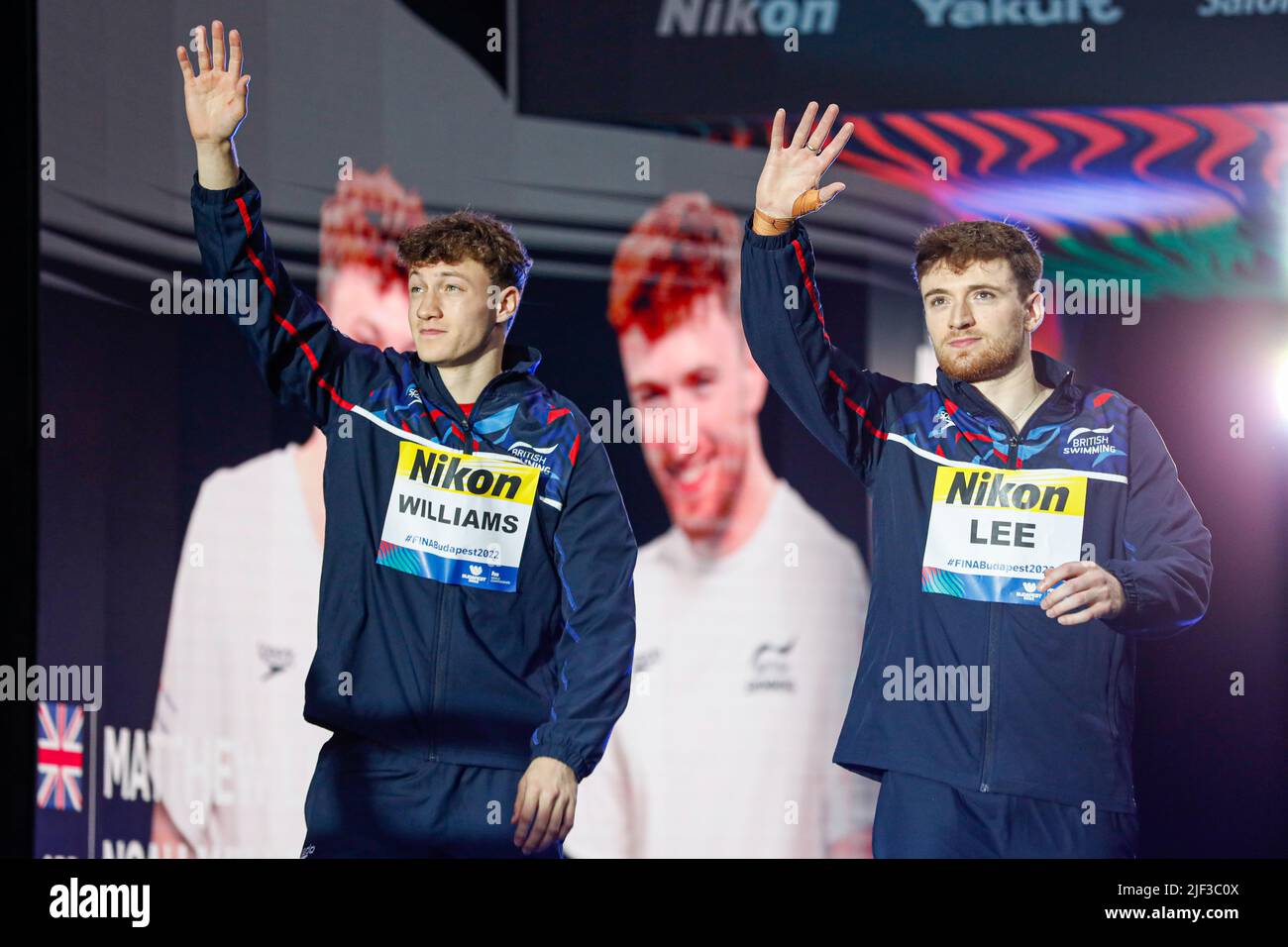 BUDAPEST, HUNGARY - JUNE 28: Noah Williams of England, Matthew Lee of ...