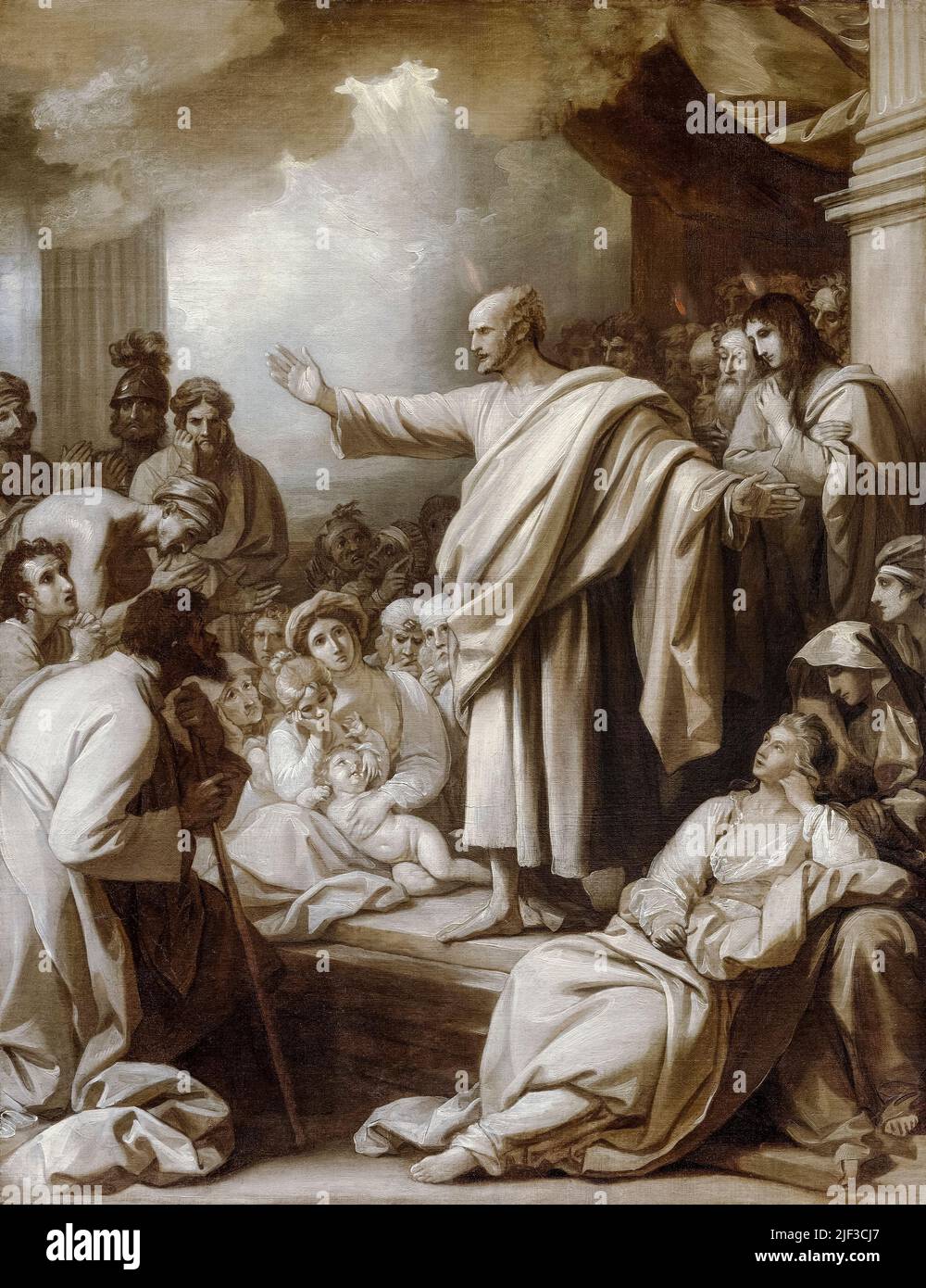 St Peter's First Sermon in the City of Jerusalem, painting in oil on ...